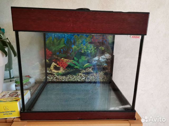 Аквариум 30л, грунт и прочие мелочи